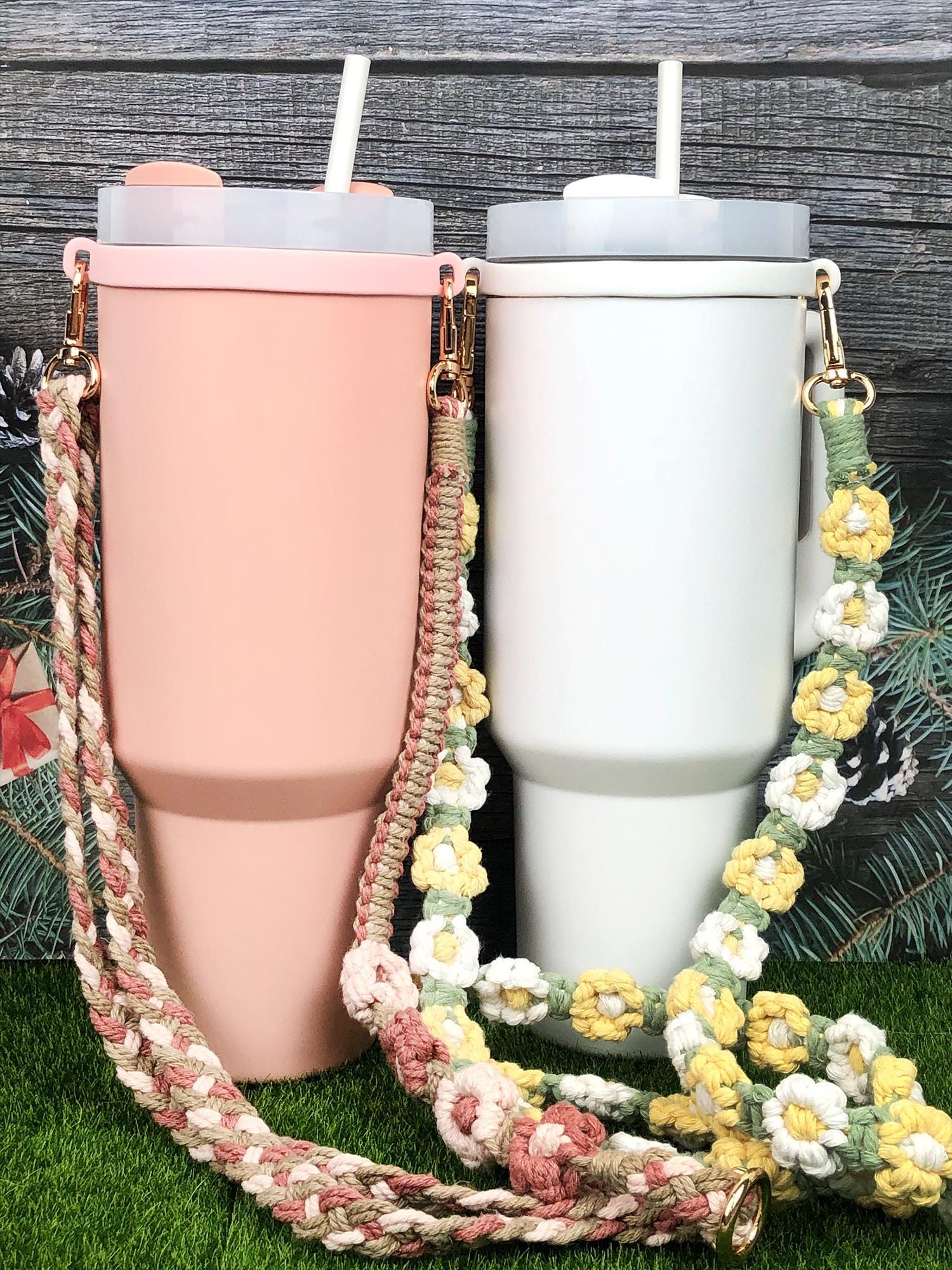 Adjustable Beautiful Stanley Cup Strap | Daisy Long Tumbler Cup Strap ...