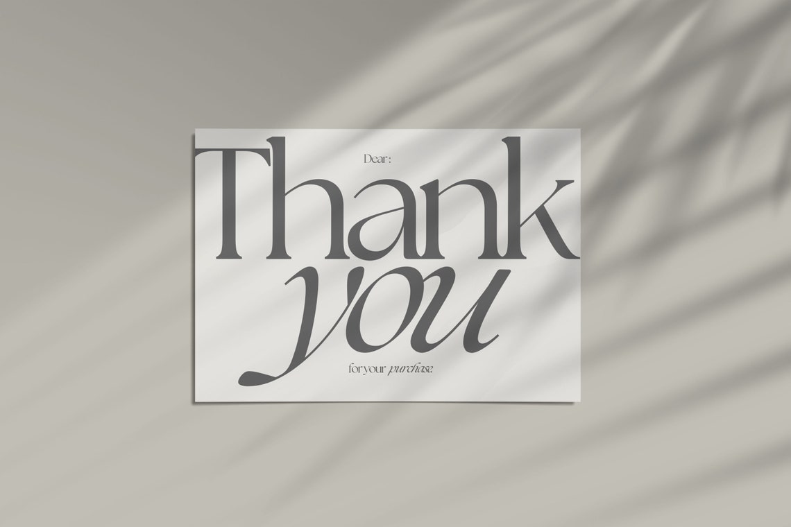 Minimalist Thank You Printable Card, Business Thank You Card, Printable ...