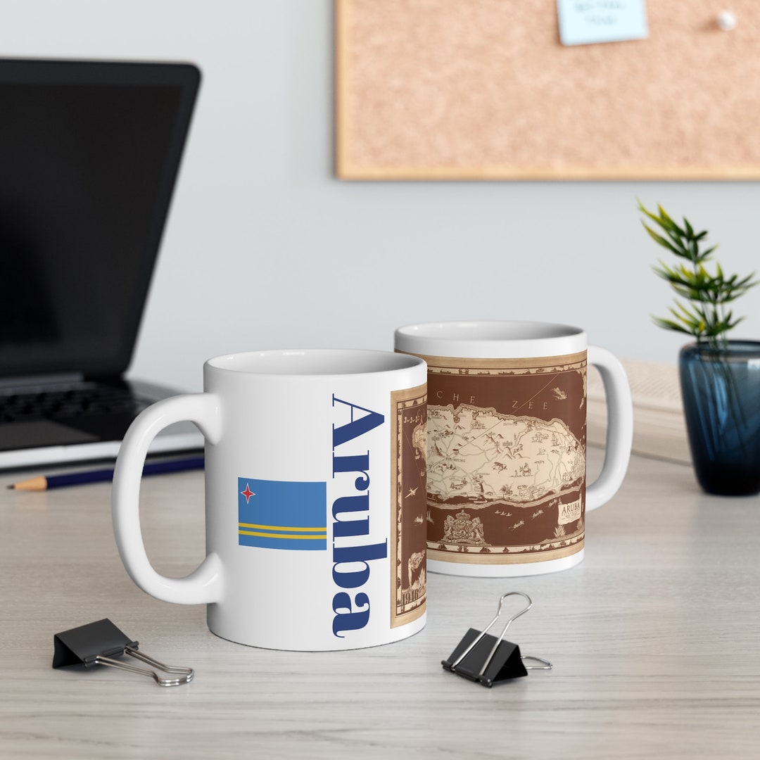 Vintage Aruba Map From 1946 Mug 11oz - Coffee, Tea, Hot Chocolate - Etsy