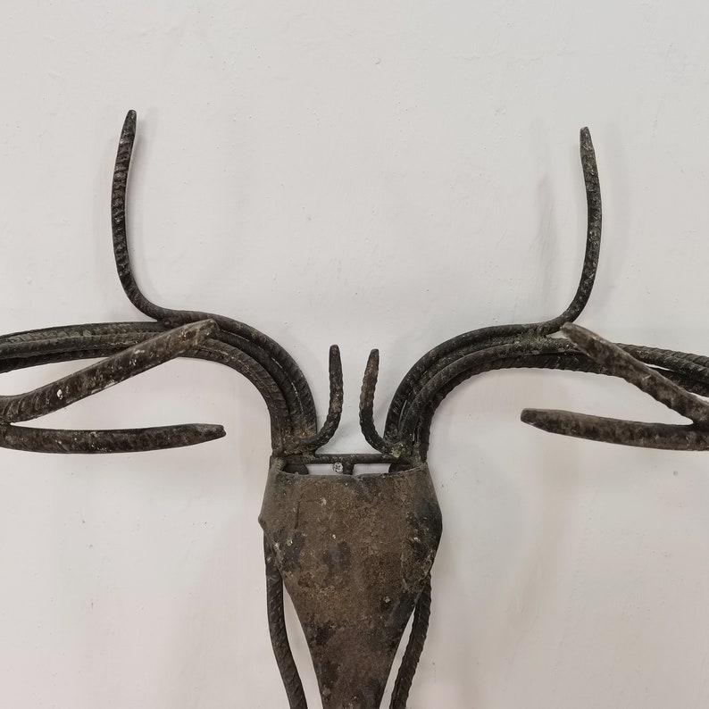 Industrial Rebar Deer Head: Rustic Metal Antler Wall Sculpture - Etsy