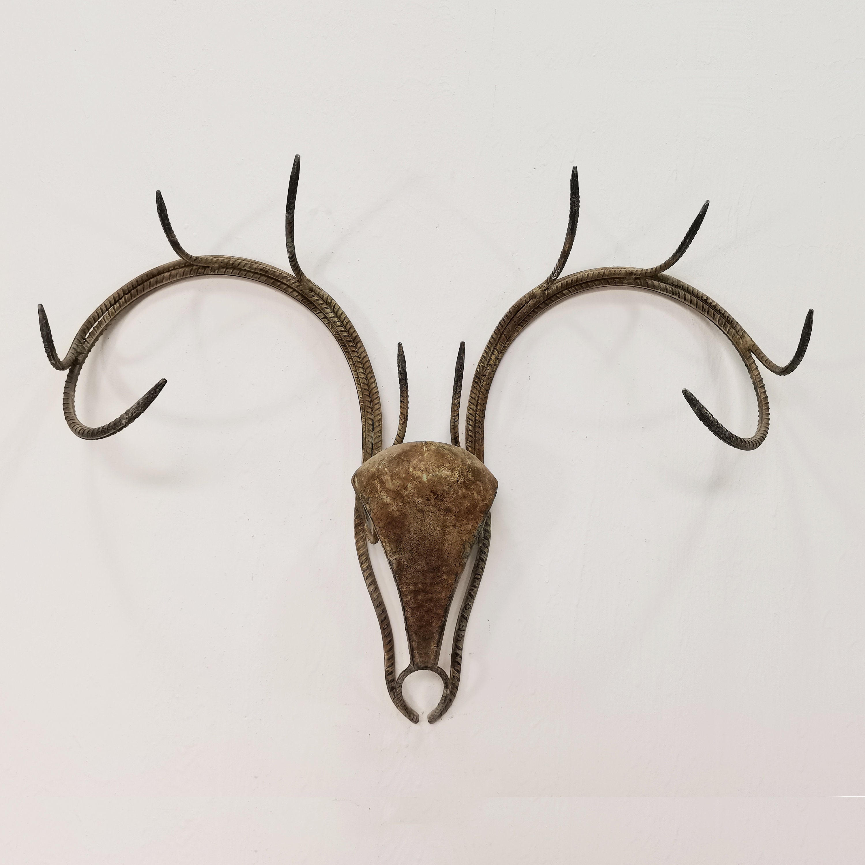 Industrial Rebar Antler Wall Art, Metal Deer Head Sculpture, Rustic ...