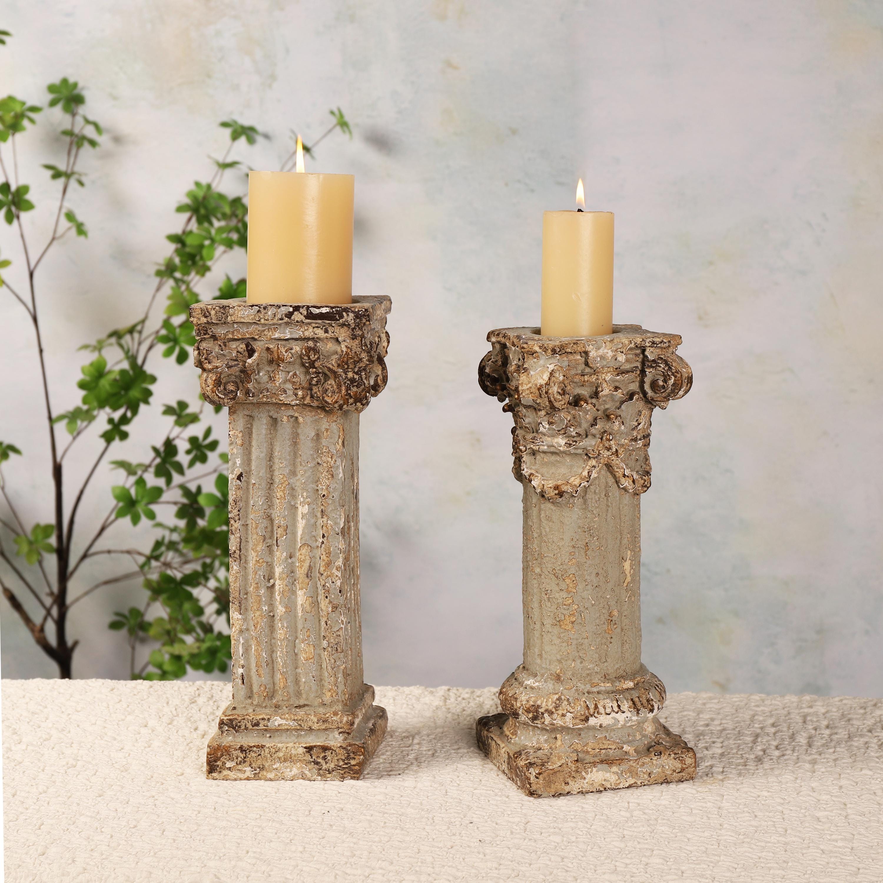 Vintage Greek Column Candle Holders: Rustic Farmhouse Decor - Etsy