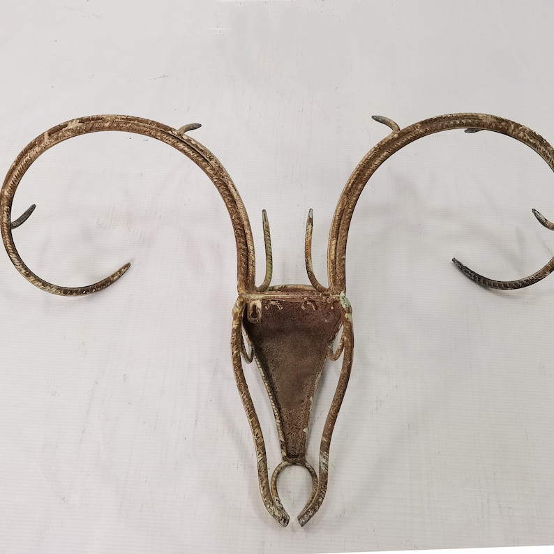 Industrial Rebar Antler Wall Art, Metal Deer Head Sculpture, Rustic ...