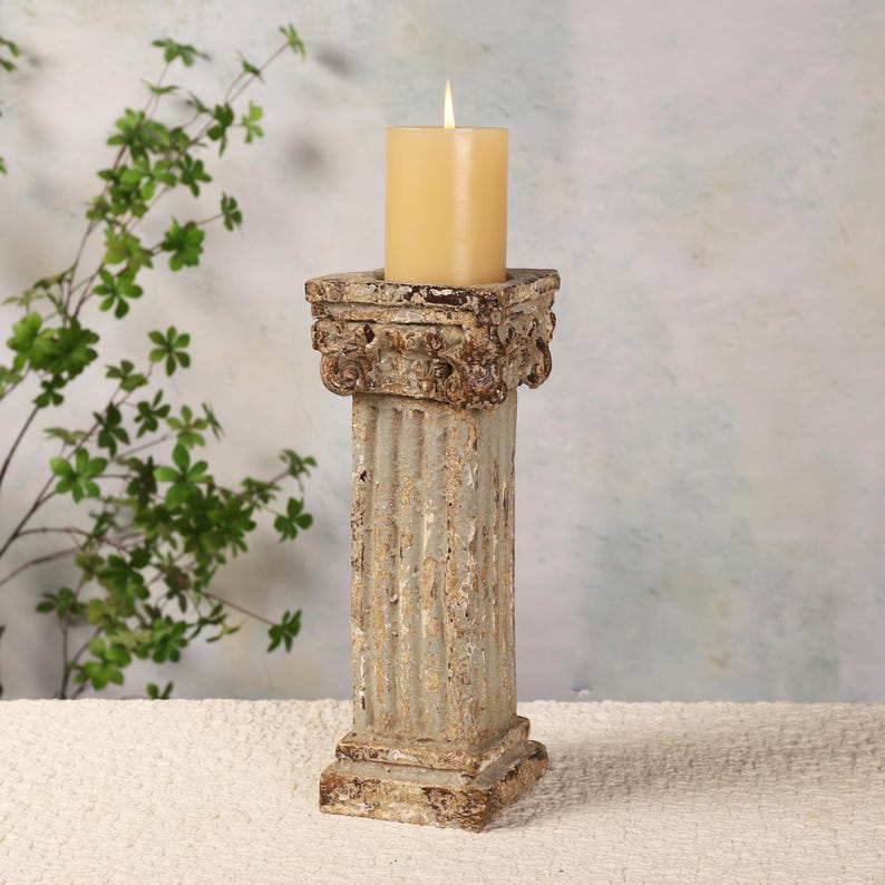 Vintage Greek Column Candle Holders - Rustic Distressed Pillar Candle ...