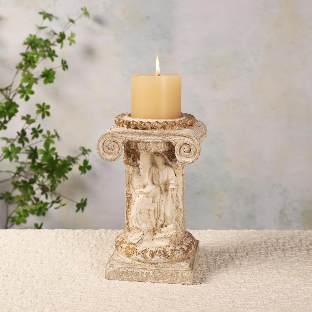 Greek Column Candle Holder - Distressed Antique Pillar Stand - Etsy