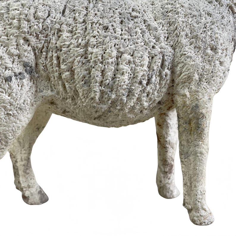 Vintage Sheep Statue, Farmhouse Garden Animal Decor, Rustic Gray Lamb ...
