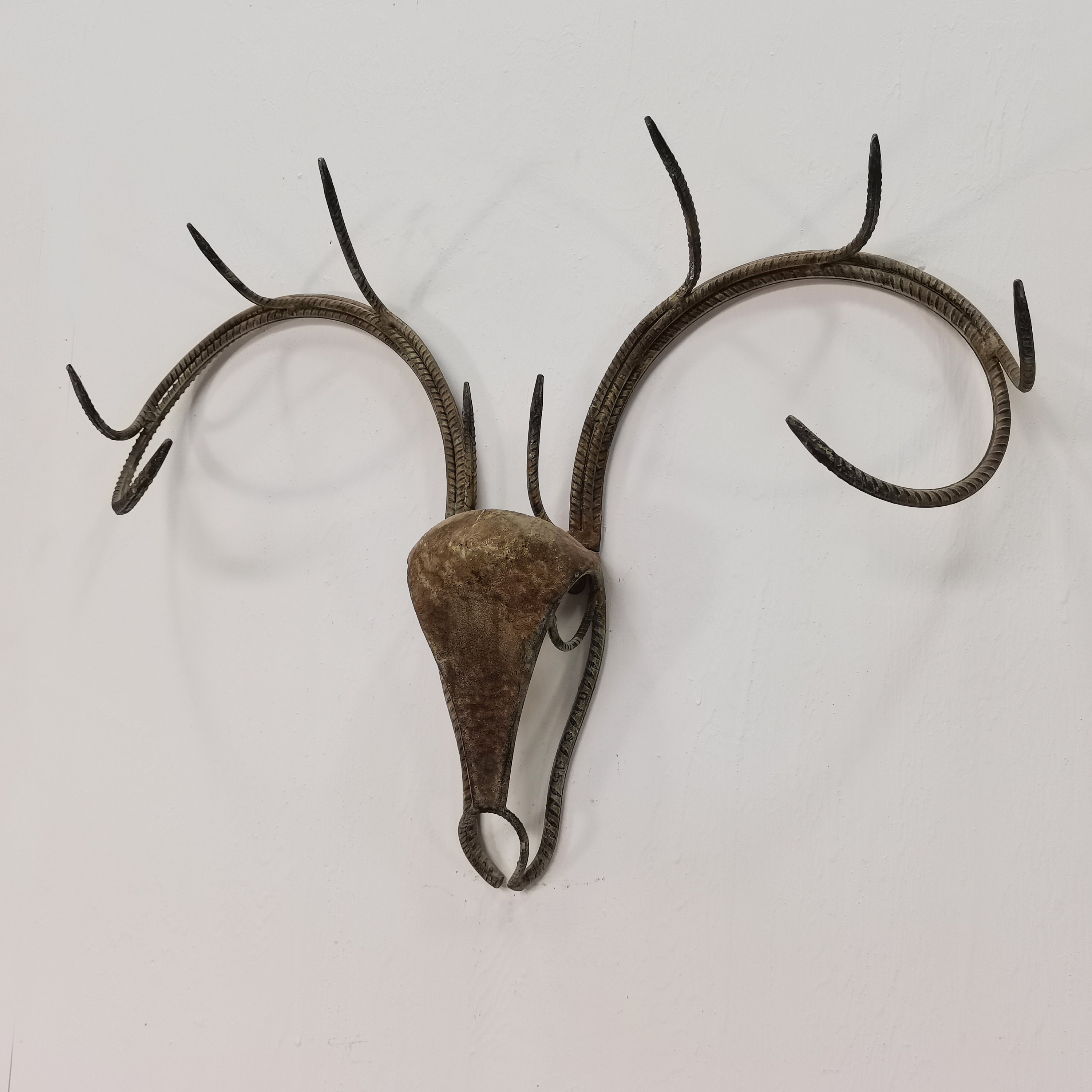 Industrial Rebar Antler Wall Art, Metal Deer Head Sculpture, Rustic ...