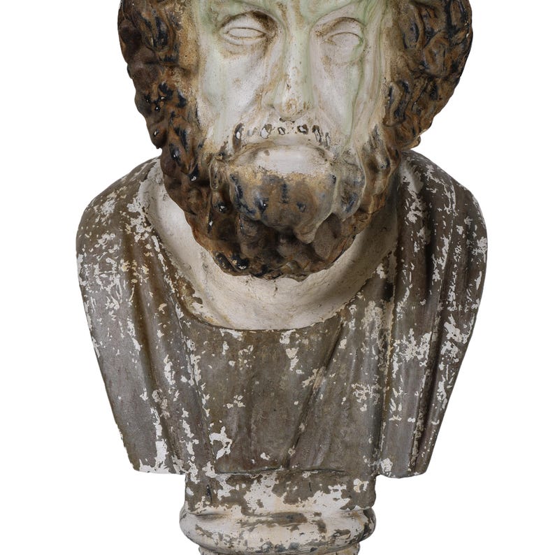 Stone Finish Greek Philosopher Bust - Vintage Farmhouse Mantel Decor - Etsy
