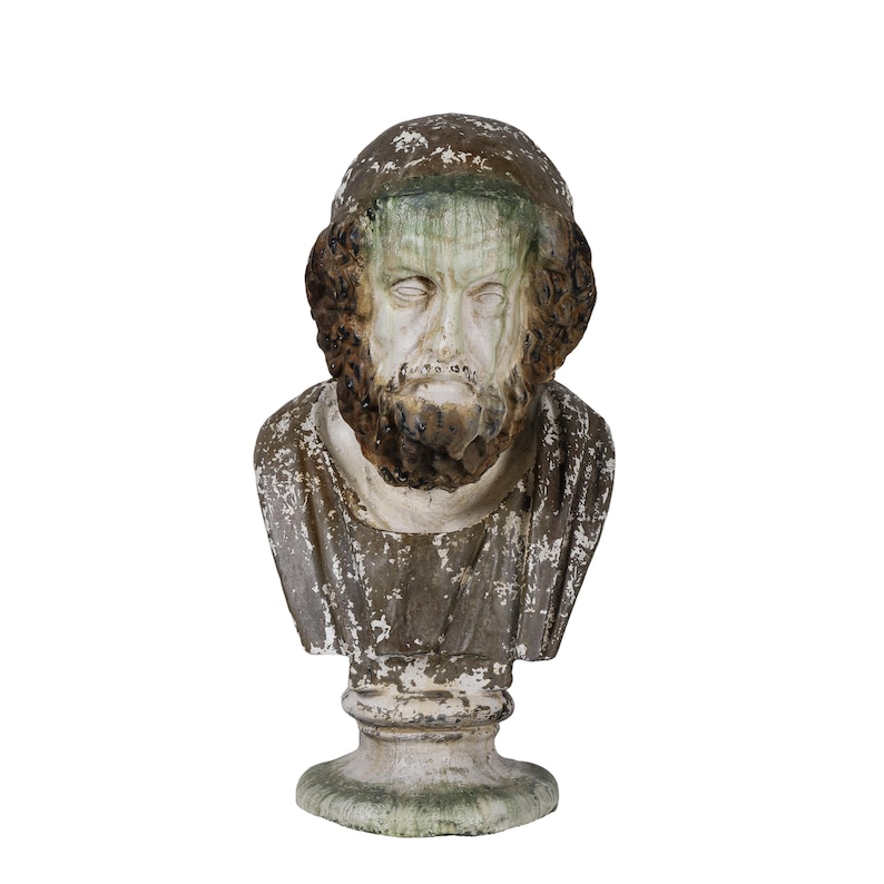 Stone Finish Greek Philosopher Bust - Vintage Farmhouse Mantel Decor - Etsy