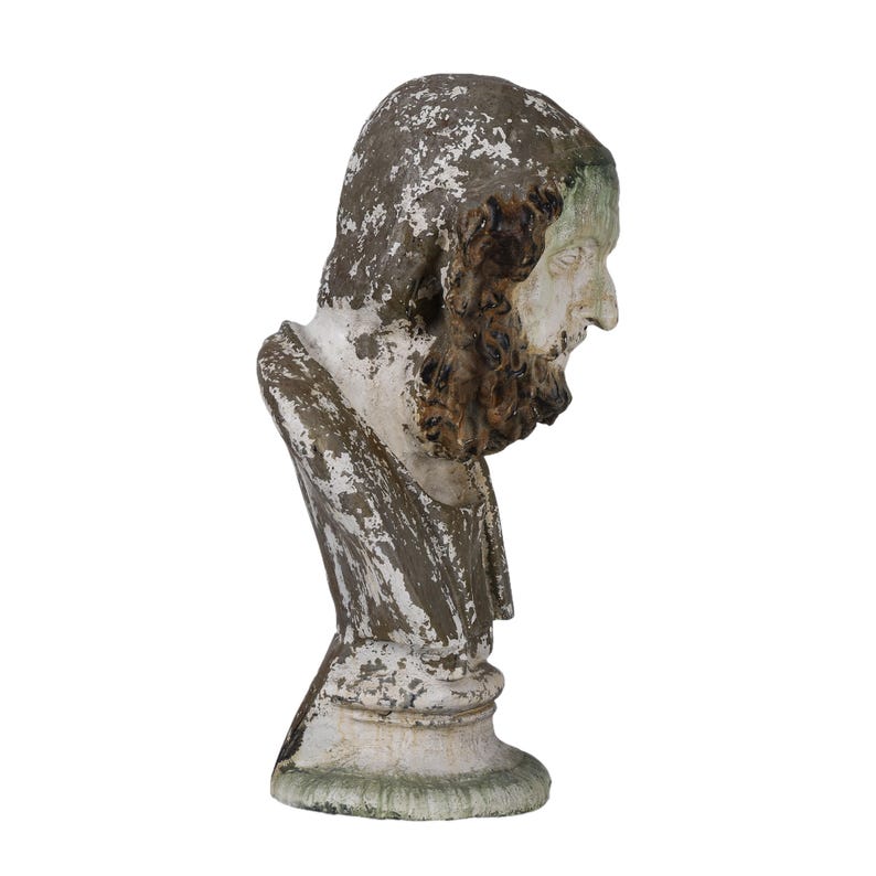 Stone Finish Greek Philosopher Bust - Vintage Farmhouse Mantel Decor - Etsy