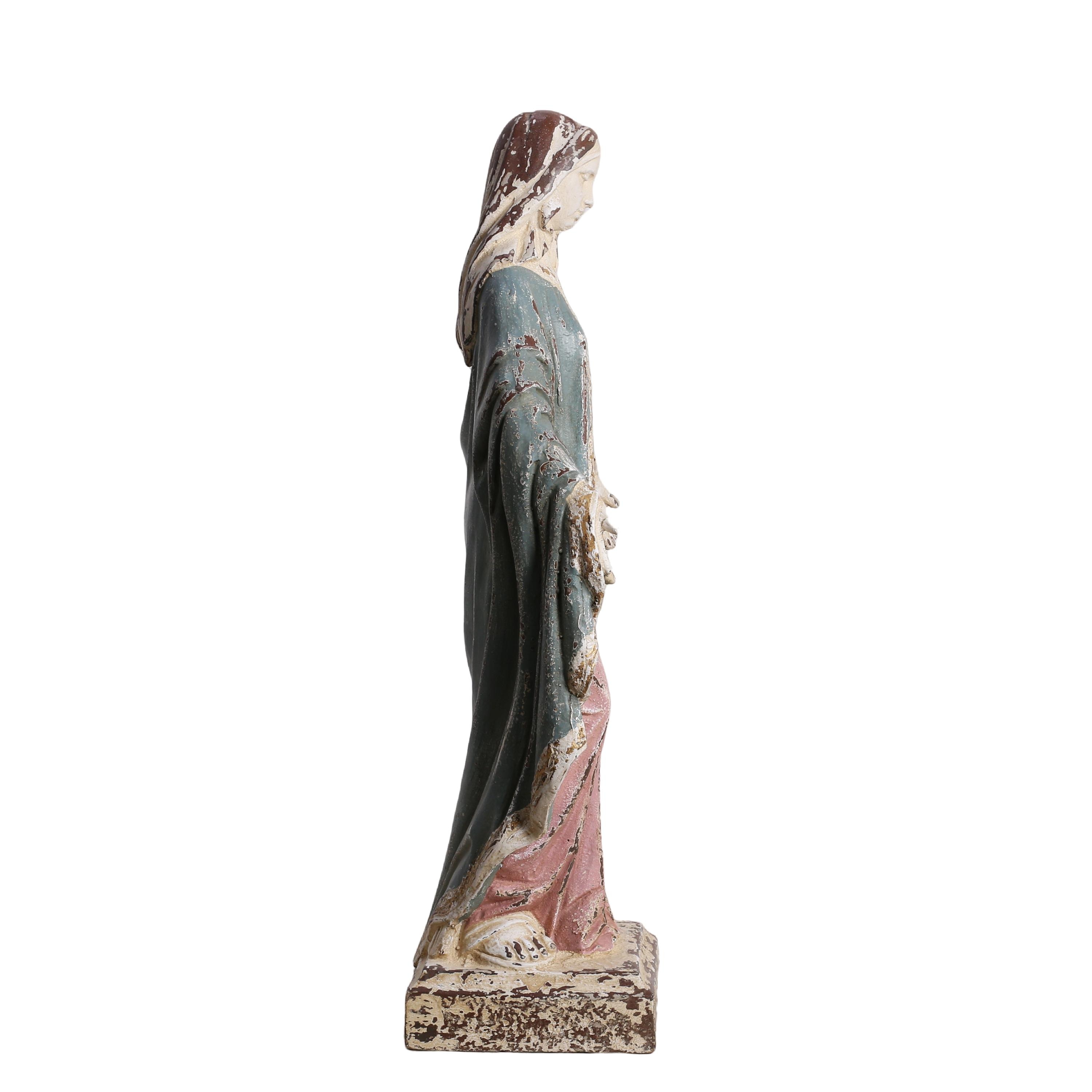 Vintage Virgin Mary Statue: French Country Religious Decor (31.5 Inches ...