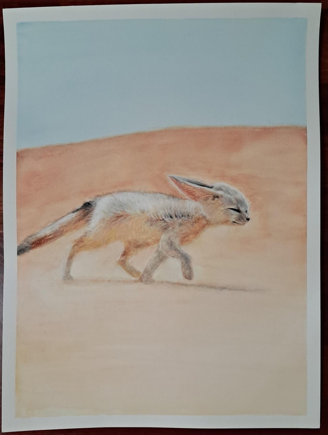 Original Watercolor Painting - Fennec Fox in the Saharan Desert -18 X ...
