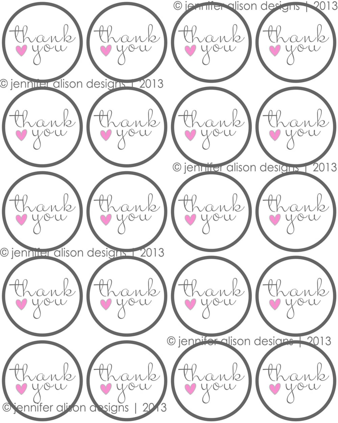 INSTANT DOWNLOAD / Thank You Heart 2 Printable Party Circles / Cupcake ...