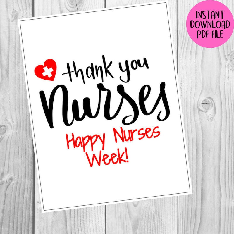 Papercraft Nurses Week Printable Stickers Labels INSTANT DOWNLOAD Thank ...