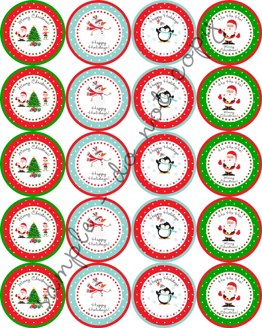 INSTANT DOWNLOAD / Merry Christmas Happy Holidays Santa 2 Printable ...