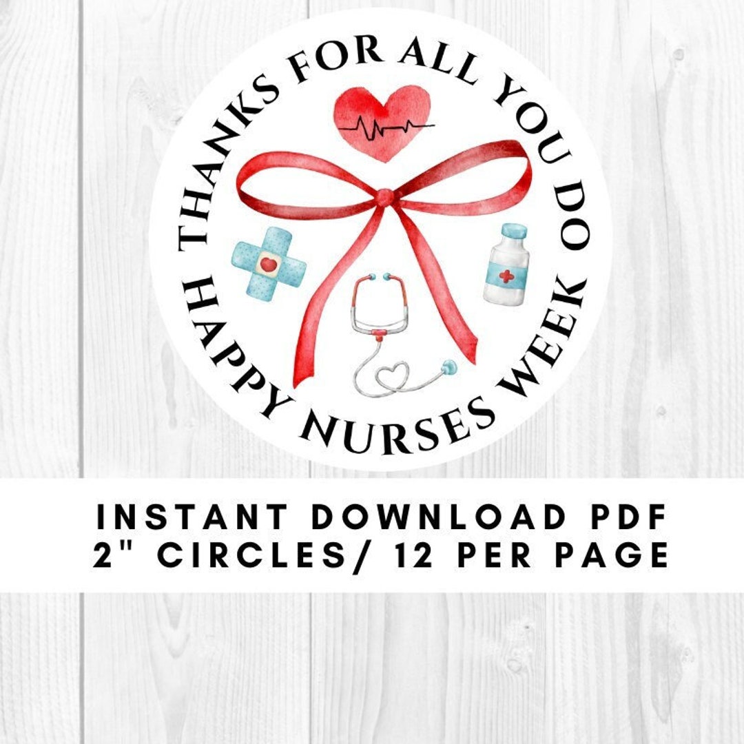 Nurses Week Gift Tags: Printable Stickers, RN Appreciation (PDF ...