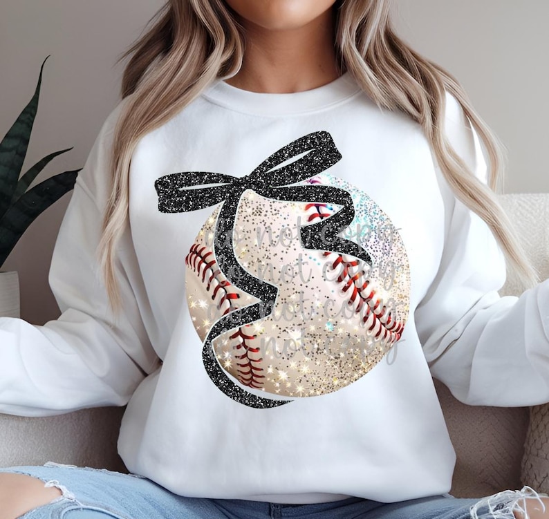 Glitter Baseball PNG: Coquette Bow, Digital Design (instant Download ...
