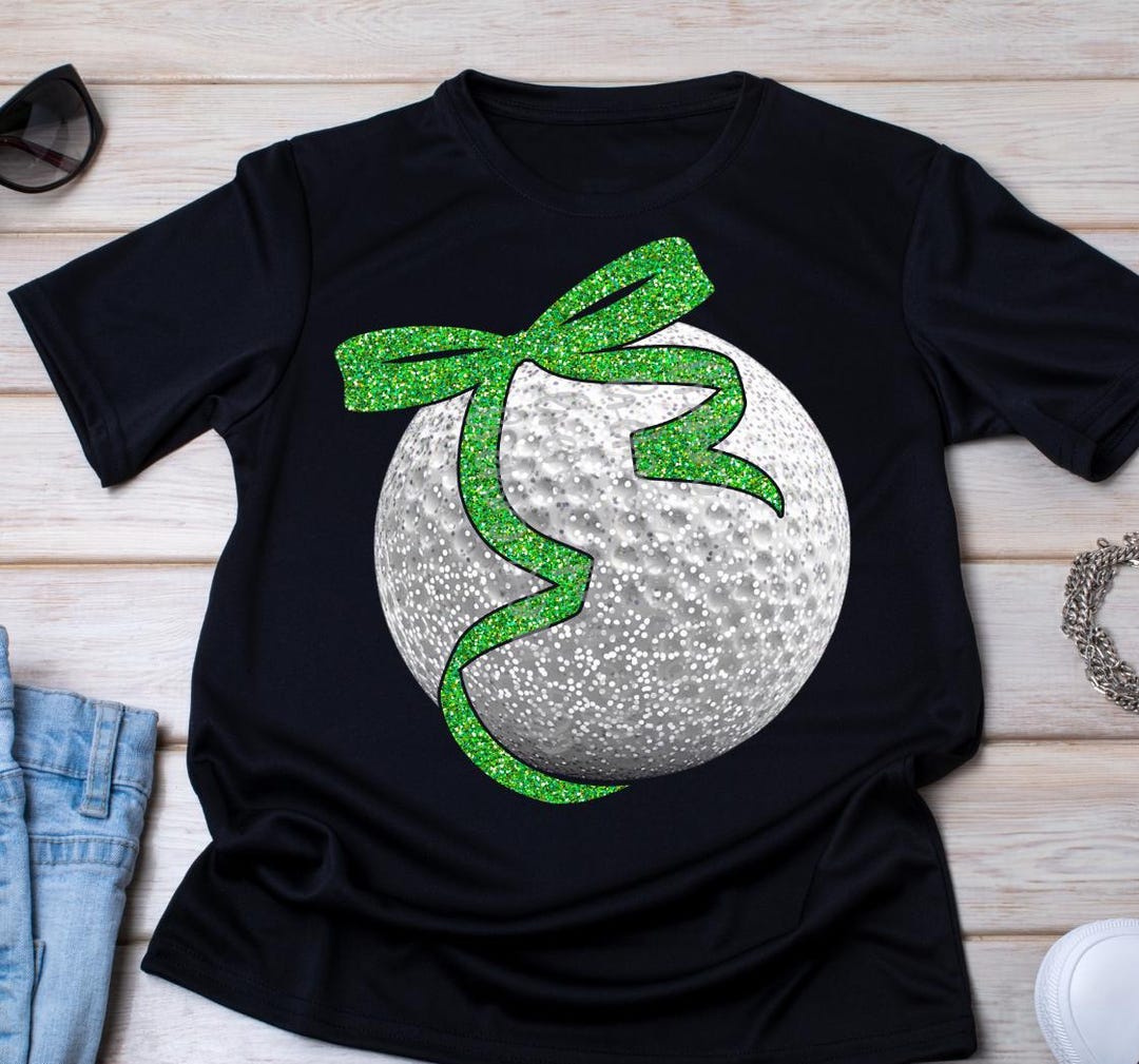 Golf Ball Png | Faux Glitter Golf Ball With Coquette Bow Png | Instant ...