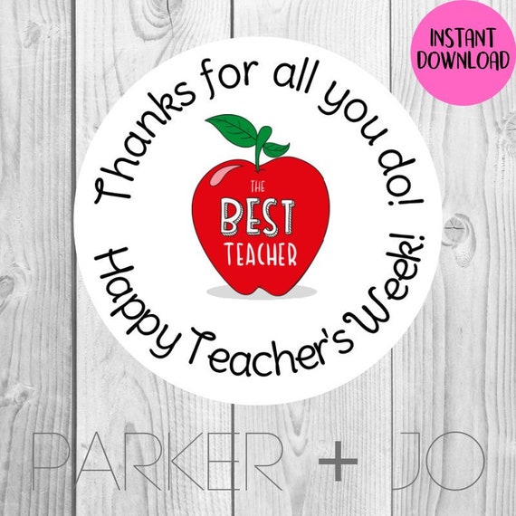 INSTANT DOWNLOAD Teachers Appreciation Week Gift Thank You Stickers ...