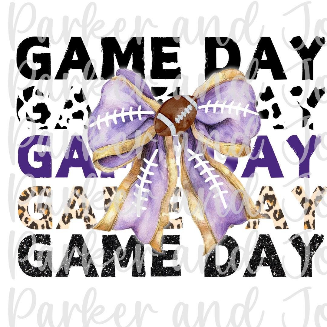 Purple Gameday Football Bow PNG: Coquette Sports Design (digital ...