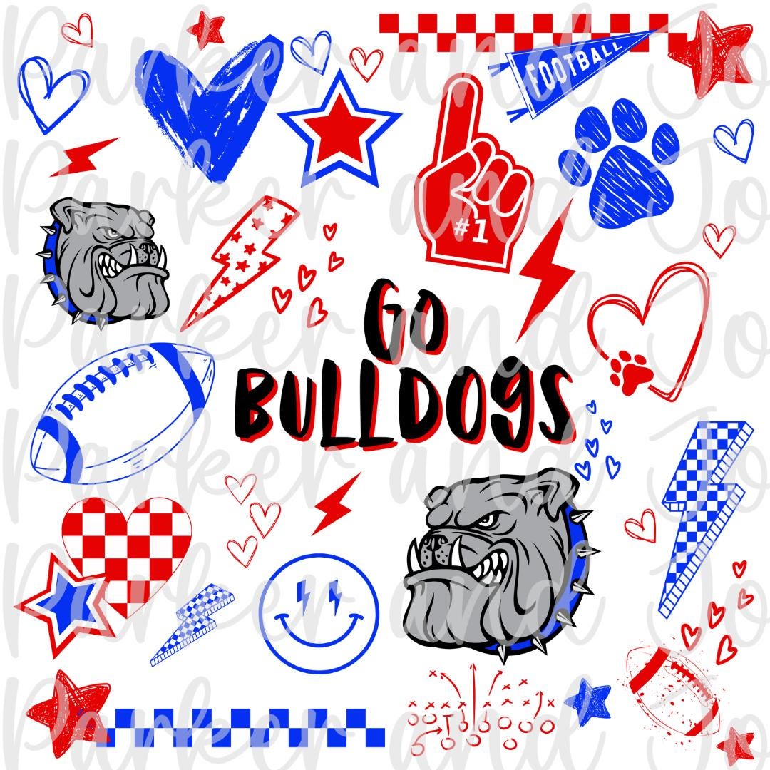 Go Bulldogs Football Collage PNG: Preppy Game Day Design (digital ...