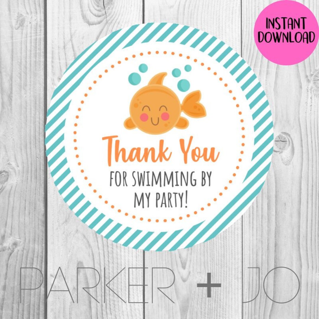 INSTANT DOWNLOAD Goldfish Swimming Fish Party / Gift Tags Printable ...