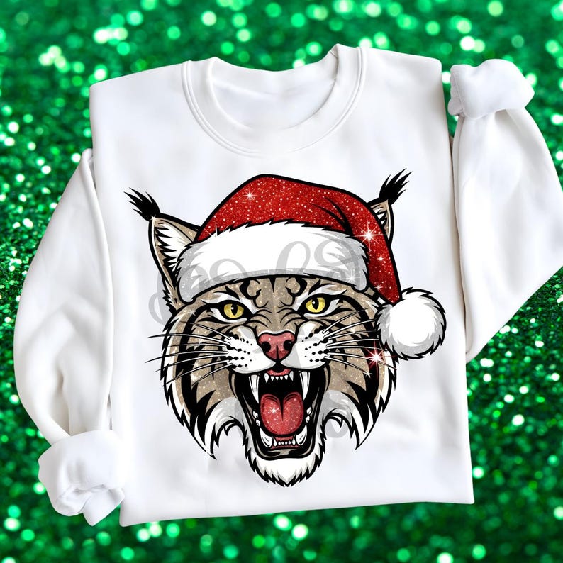 Bobcat Mascot Face Christmas Santa Png - Etsy
