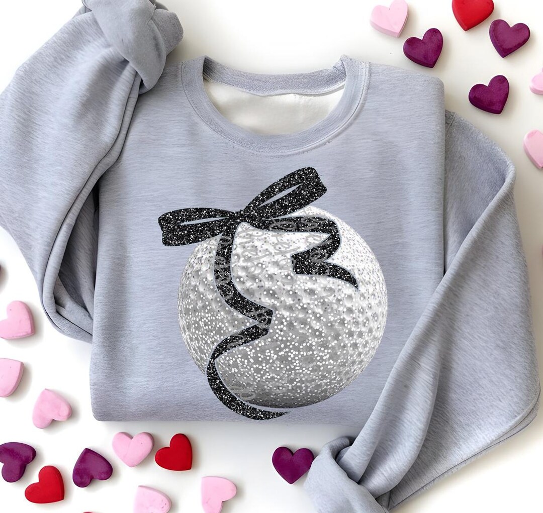 Glitter Golf Ball With Bow PNG: Coquette Digital Design (instant ...