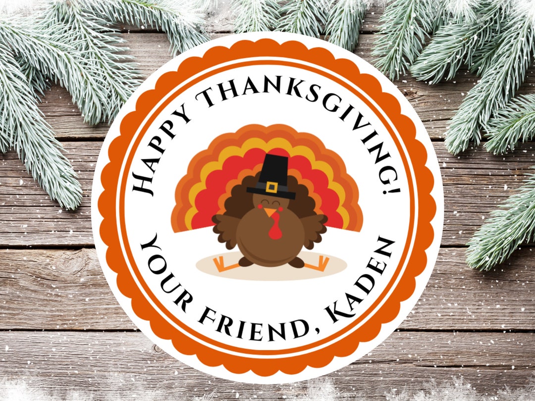 Personalized Happy Thanksgiving Turkey Favor Stickers Labels - Etsy