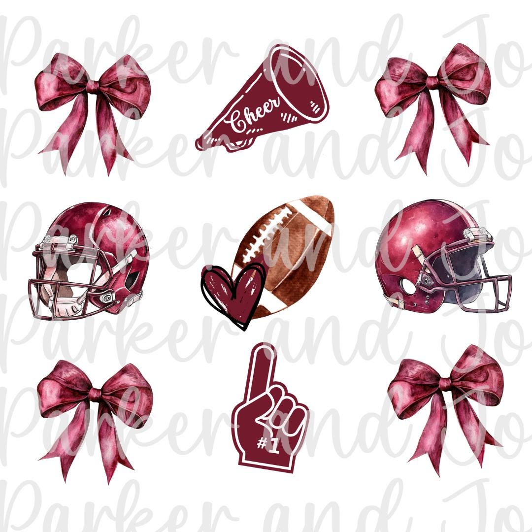 Maroon Football Bow PNG: Team Spirit Clipart (digital Download) - Etsy