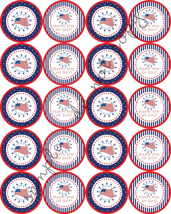 INSTANT DOWNLOAD / 4th of July American Flag 2" printable Party Circles ...