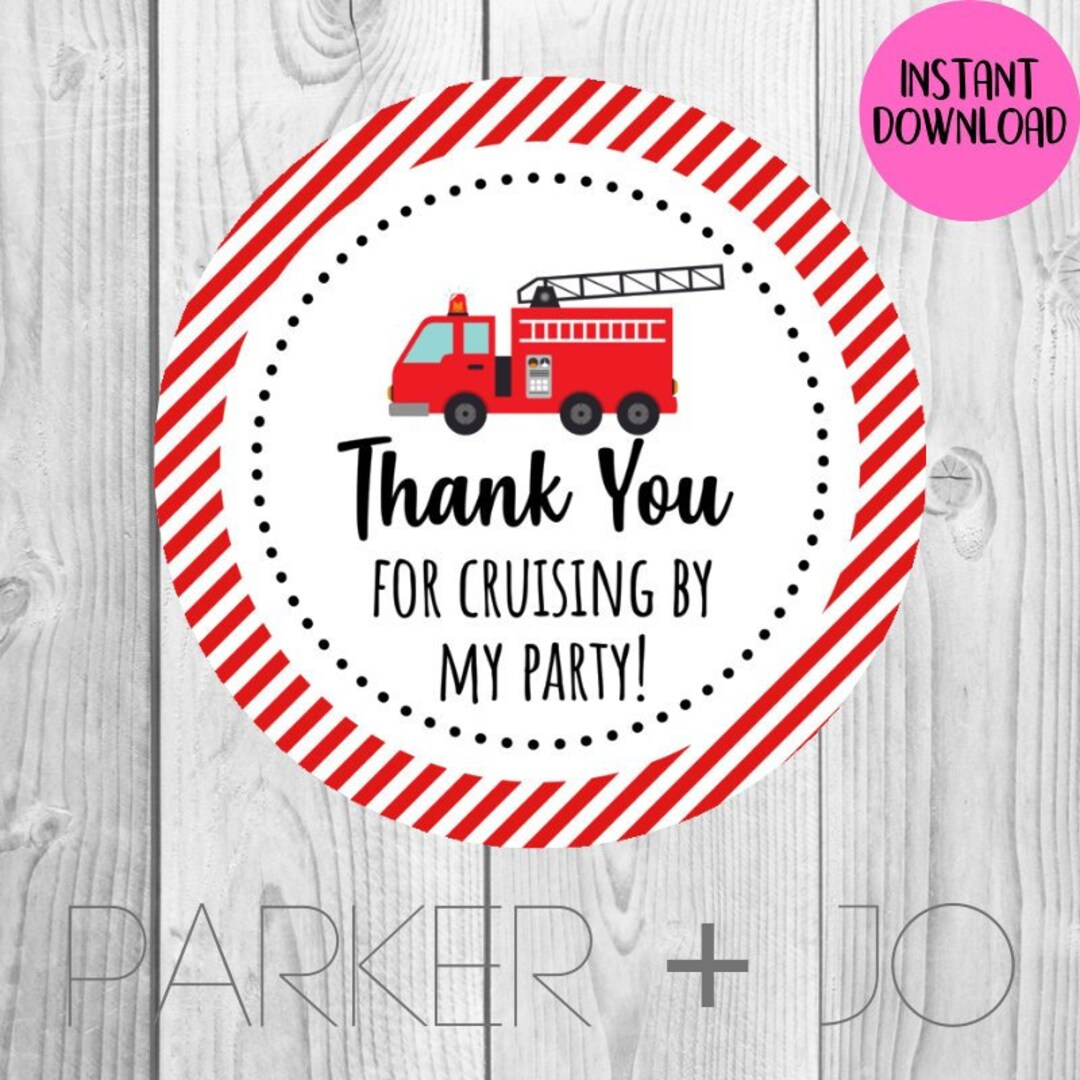 INSTANT DOWNLOAD Firetruck Party / Gift Tags Printable Stickers, Labels ...