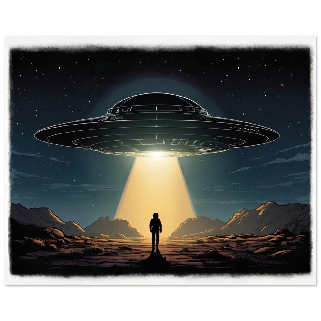 UAP Aliens Alien Abduction Attack Lonely Road Desert Dark Stars Poster ...