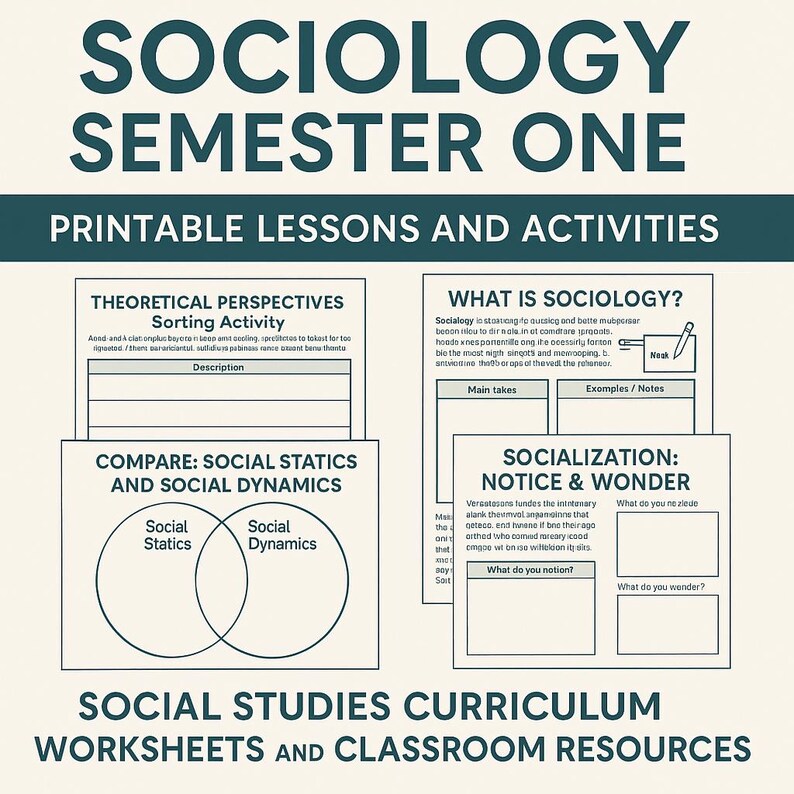 Sociology Semester One Bundle Printable Lessons and Activities Social ...