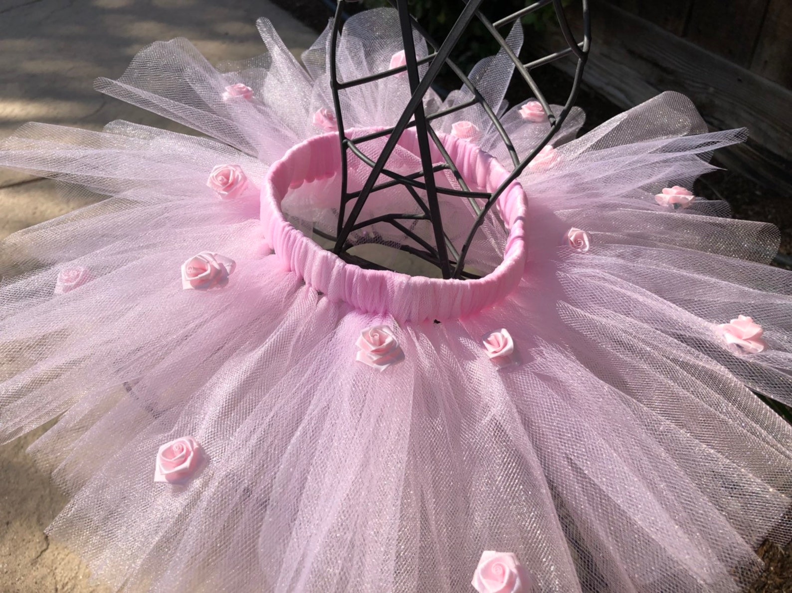 Light Pink Rose Tutu Skirt for Girls | Floral Tulle Tutu With Tiny Rose ...