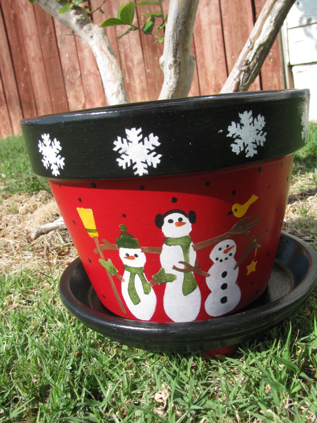 Snowman Flower Pot - Etsy