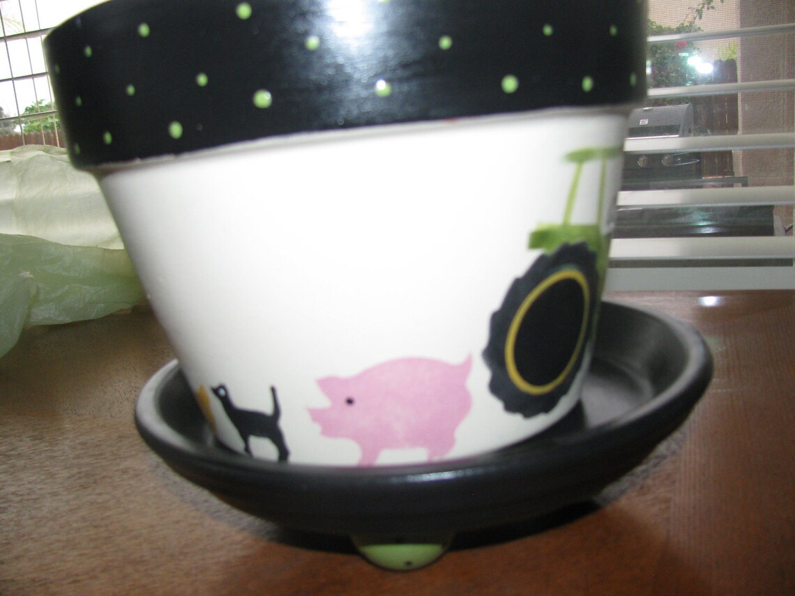 Flower Pot .. Tractor & Farm Animals - Etsy