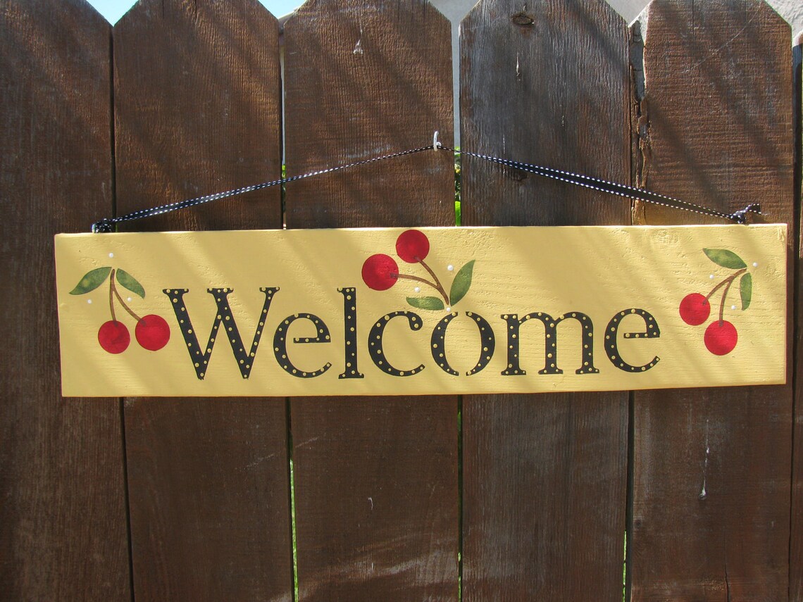 Welcome Cherry Sign - Etsy