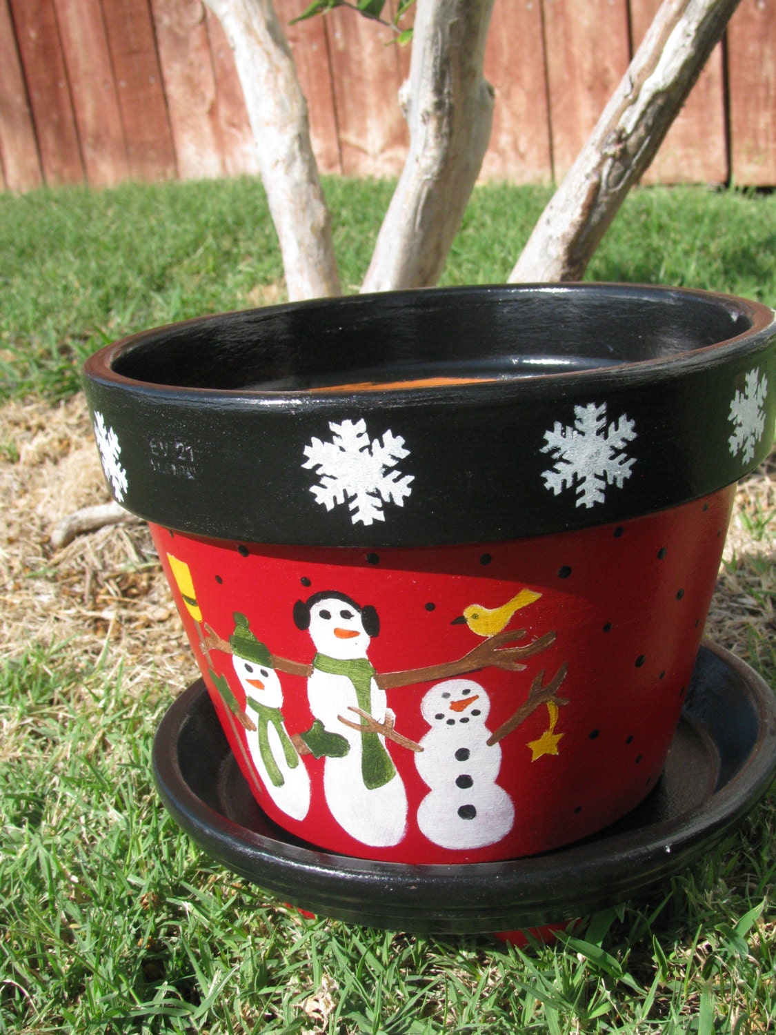 Snowman Flower Pot | Etsy