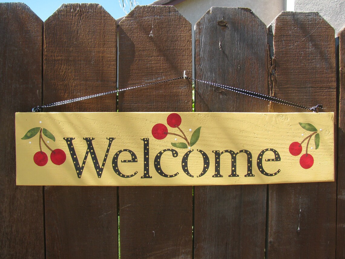 Welcome Cherry Sign - Etsy