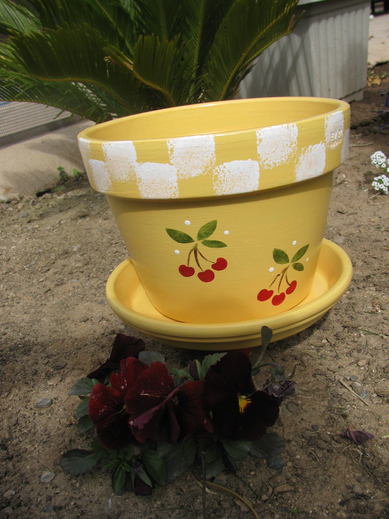 Flower Pot ... Cherries - Etsy