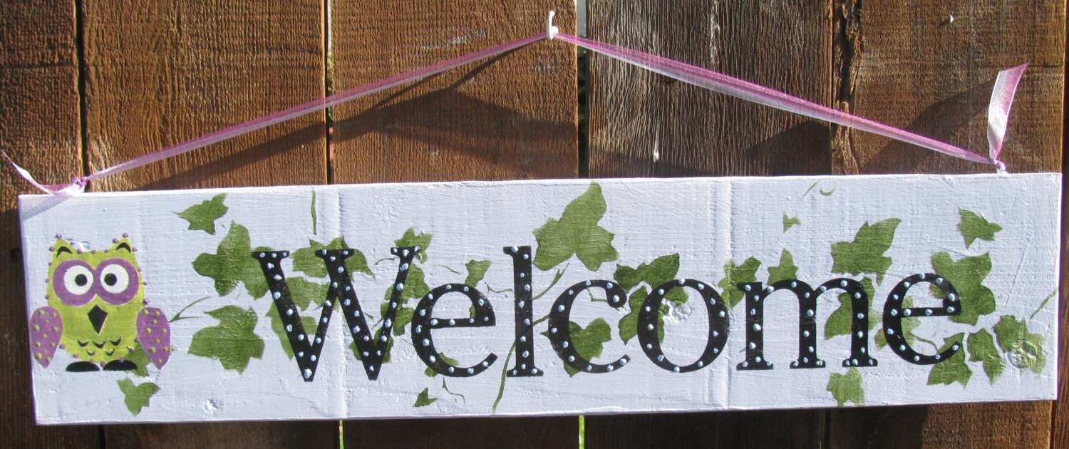 Owl Welcome Sign - Etsy