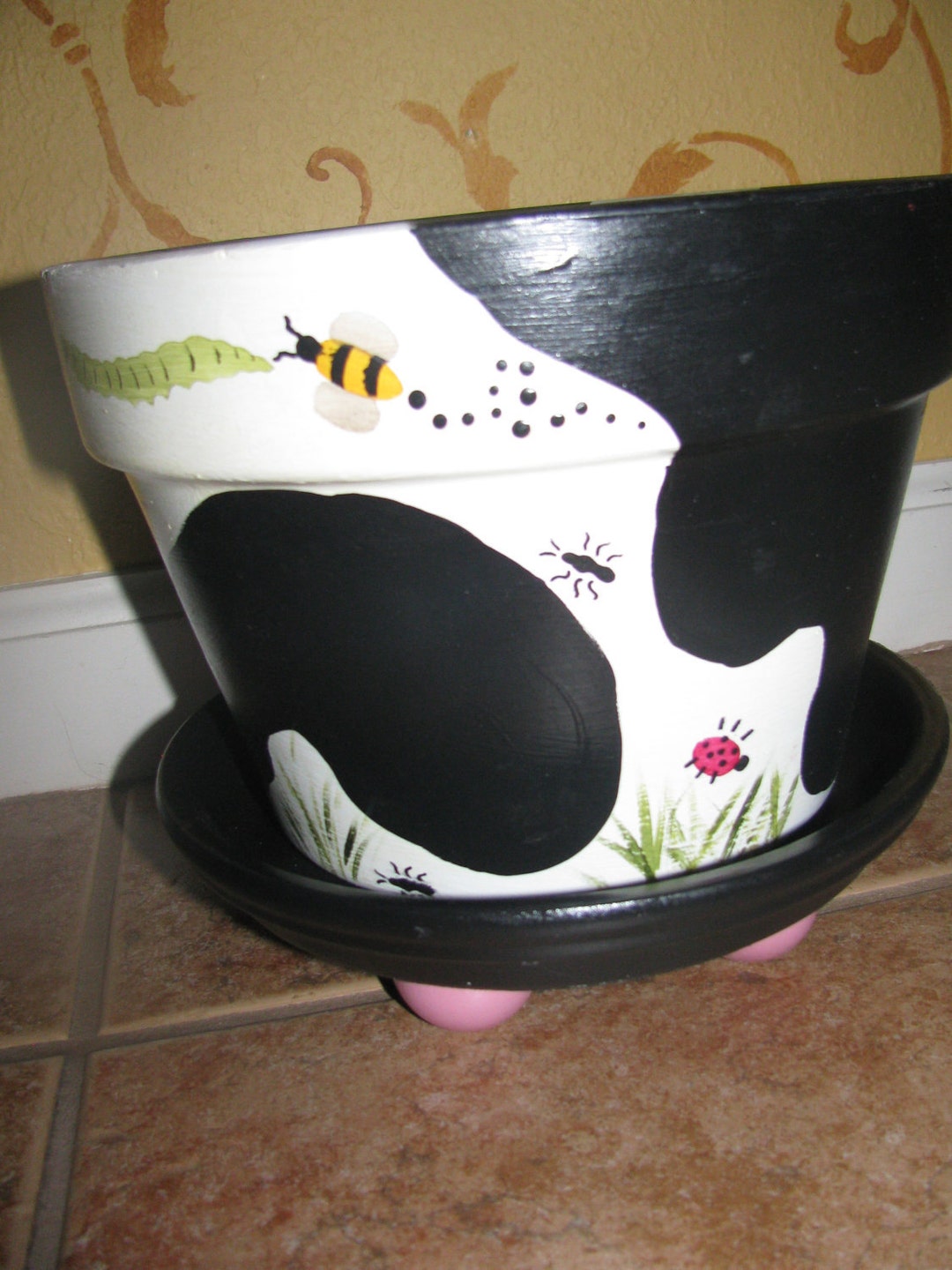 Flower Pot - Cow Print - Etsy