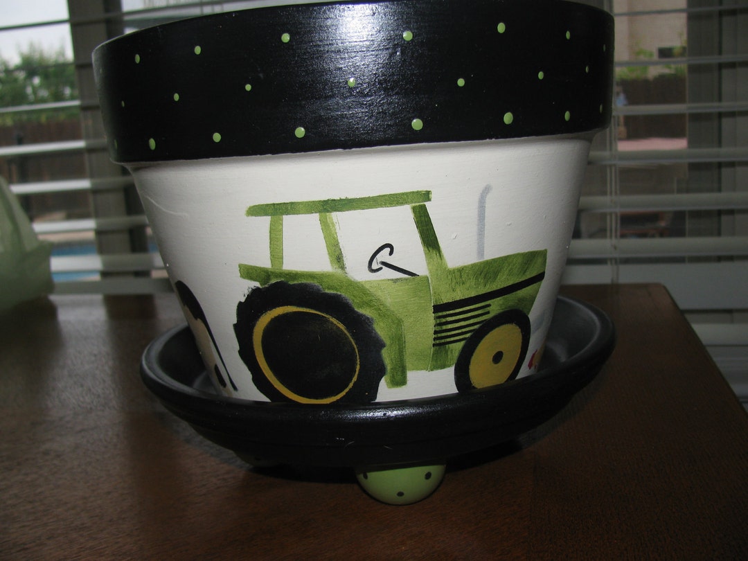 Flower Pot .. Tractor & Farm Animals - Etsy