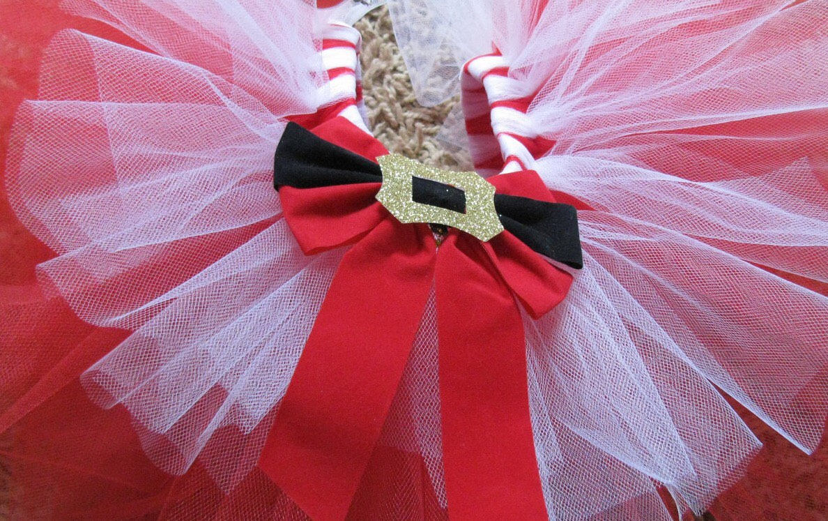 Santa Claus Christmas Tutu Skirt | Red & White Holiday Tulle With Santa ...