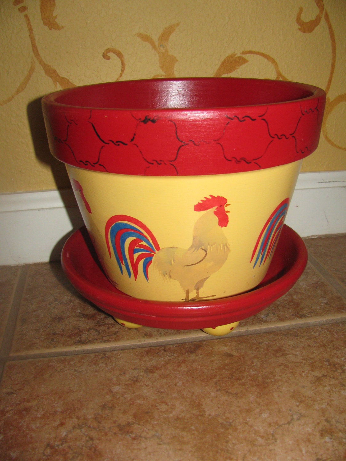 Rooster Flower Pot | Etsy