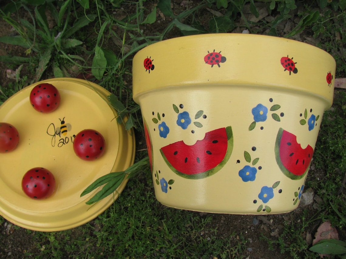 Watermelon Ladybug Flower Pot - Etsy