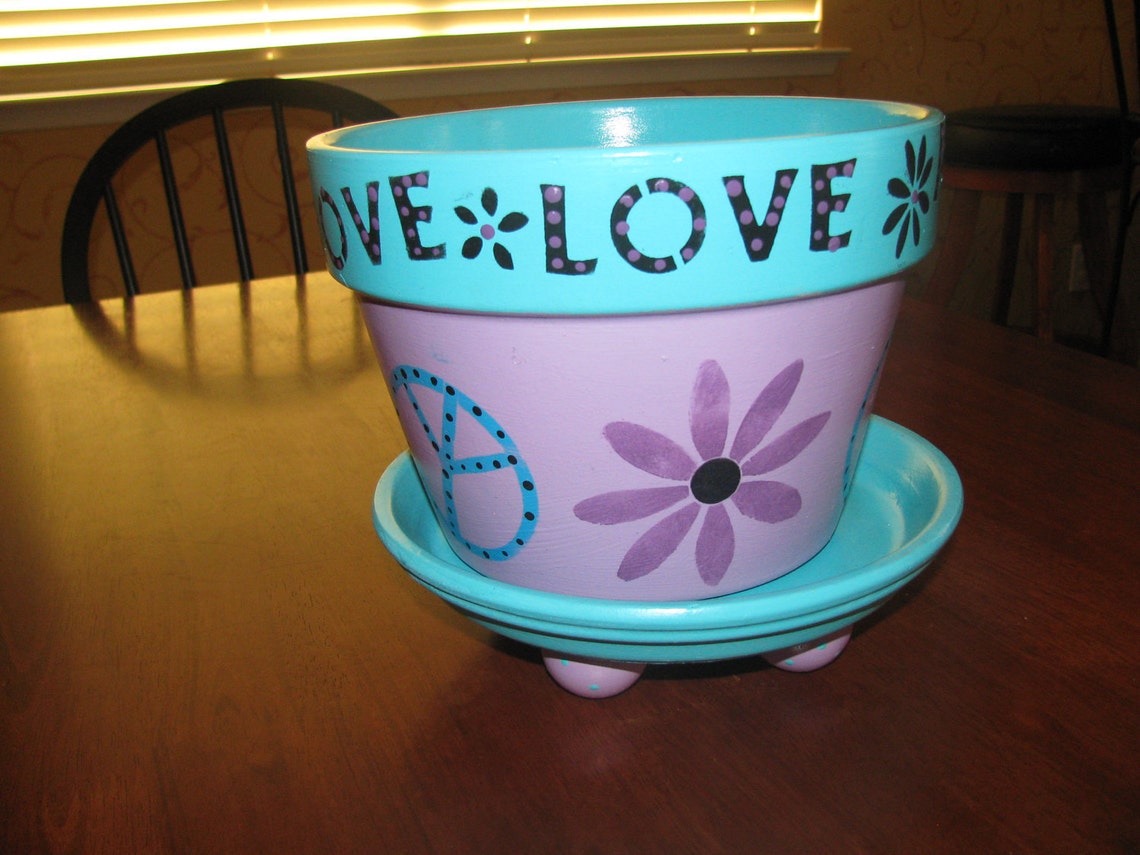 Peace Love Flower Pot | Etsy