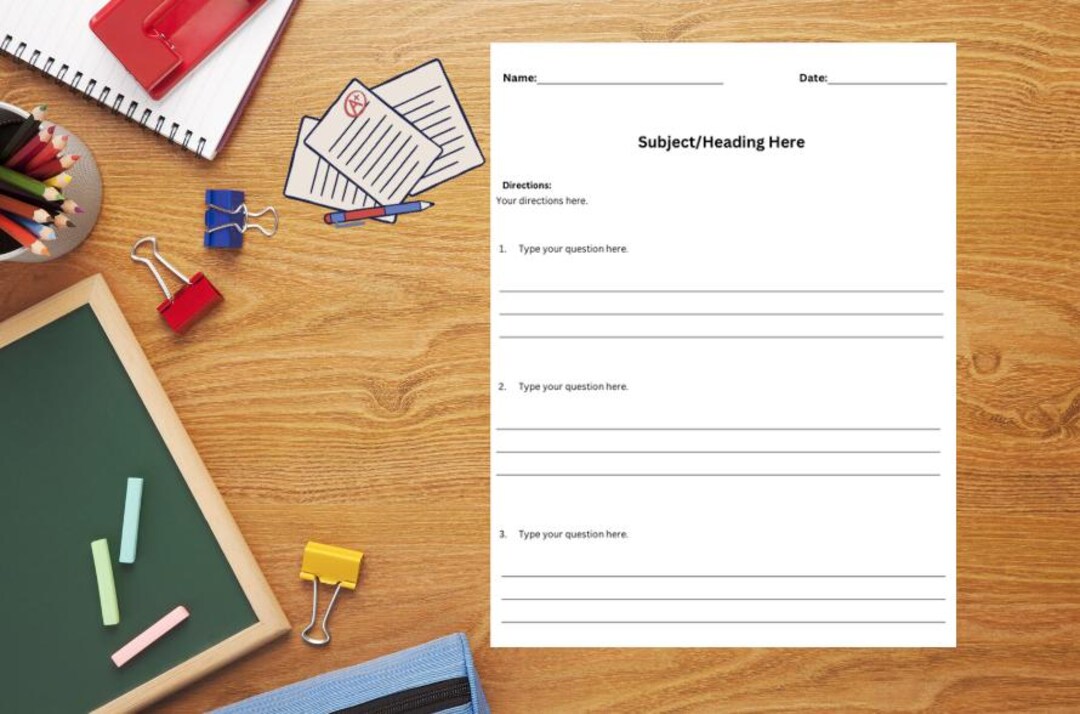 Printable Template for Tests - Etsy