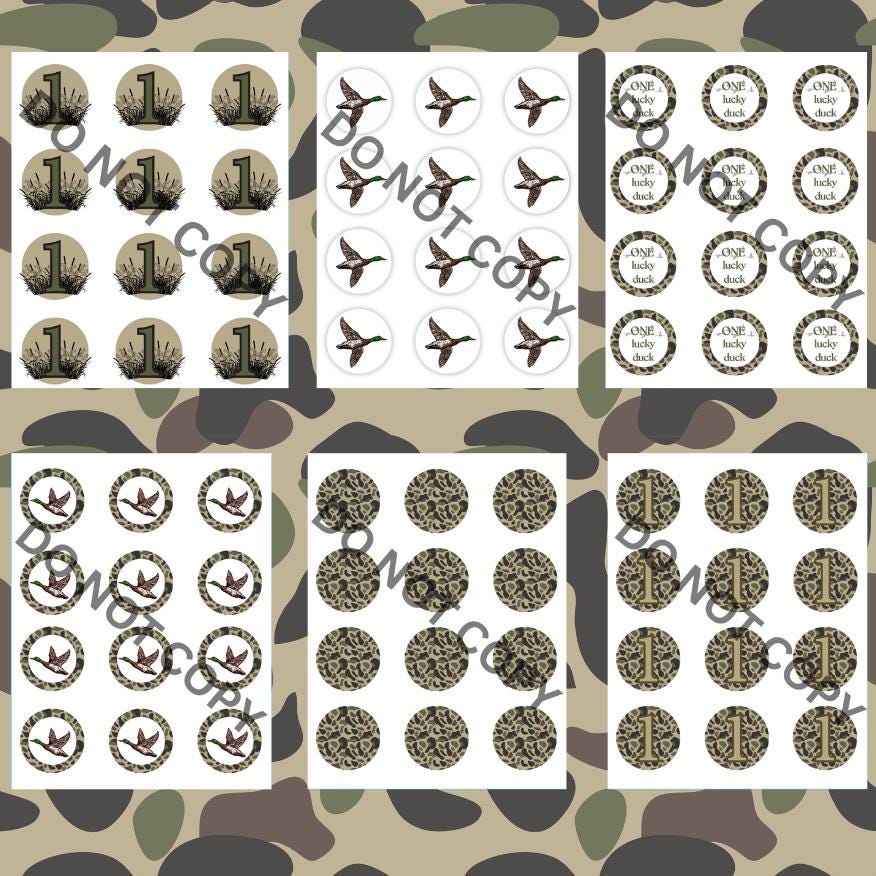 Duck 1st Birthday Cupcake Toppers: Camo Theme (digital Download) - Etsy